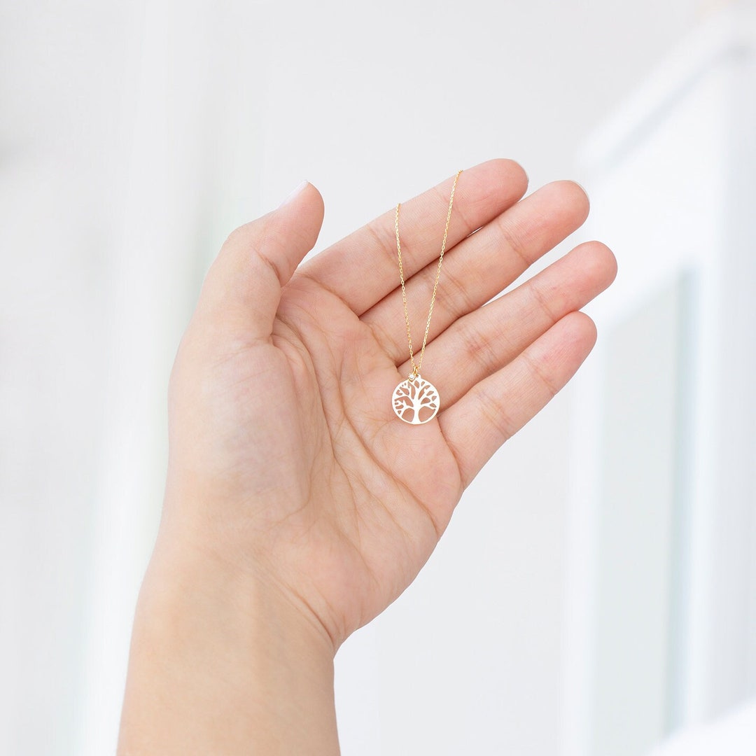 14k Solid Gold Tree of Life Necklace • Diamond Family Tree Pendant ...