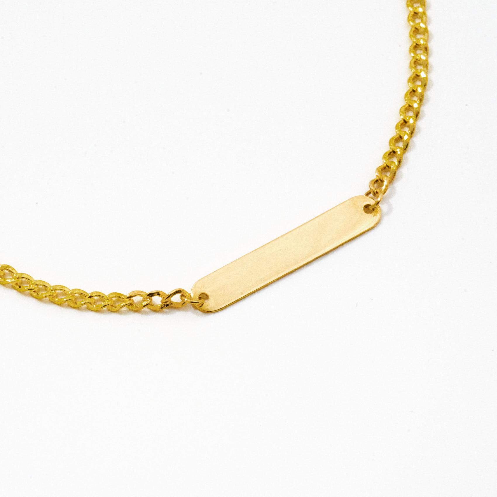 Engravable Mini Bar Bracelet in 14K Solid Gold - Etsy