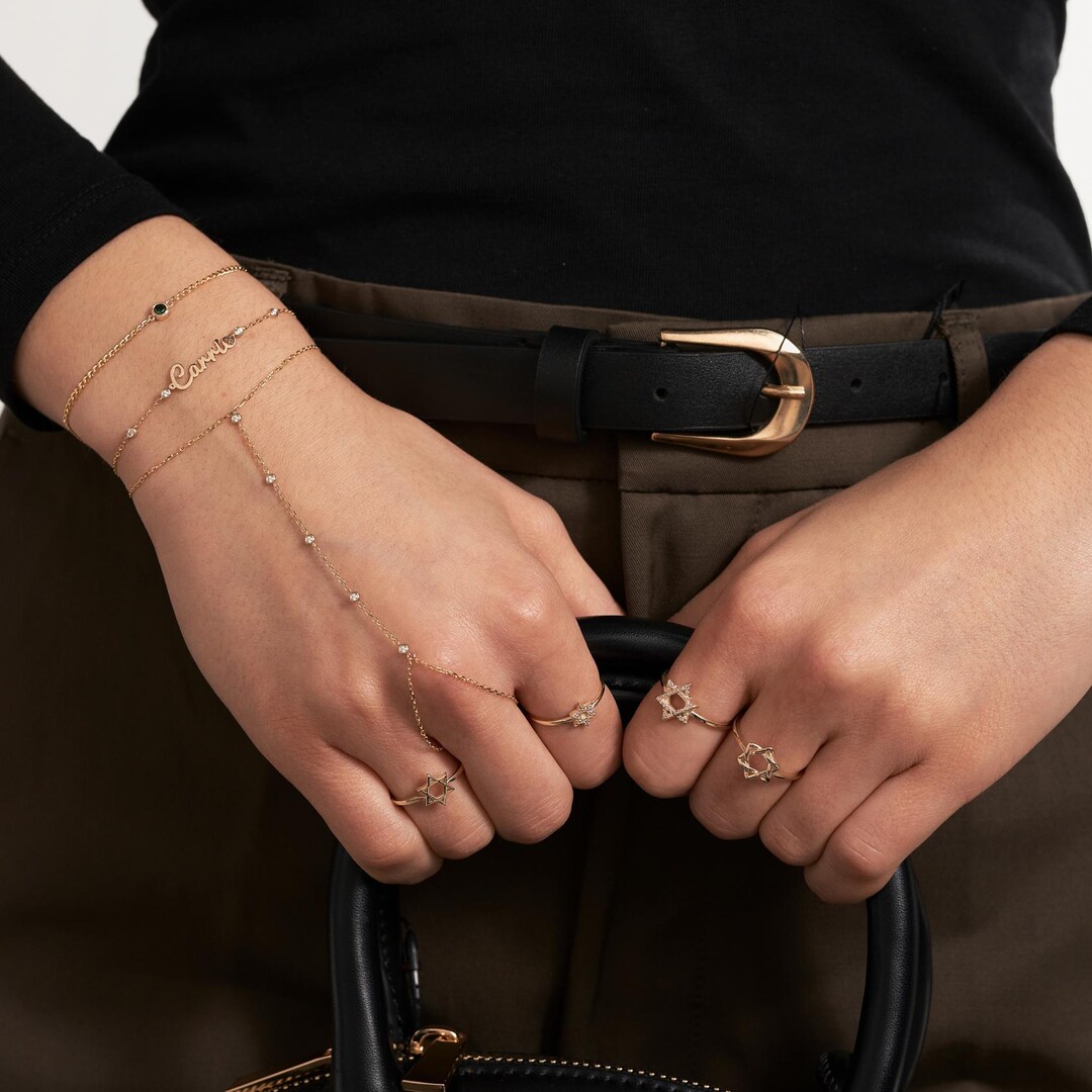 14k Gold Diamond Star of David Ring, Minimalist Diamond Ring, Solid ...