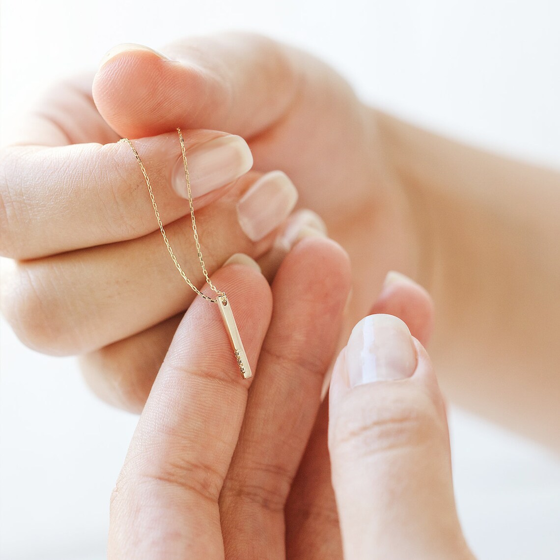 14k Gold Diamond Vertical Bar Necklace Real Diamond Bar - Etsy