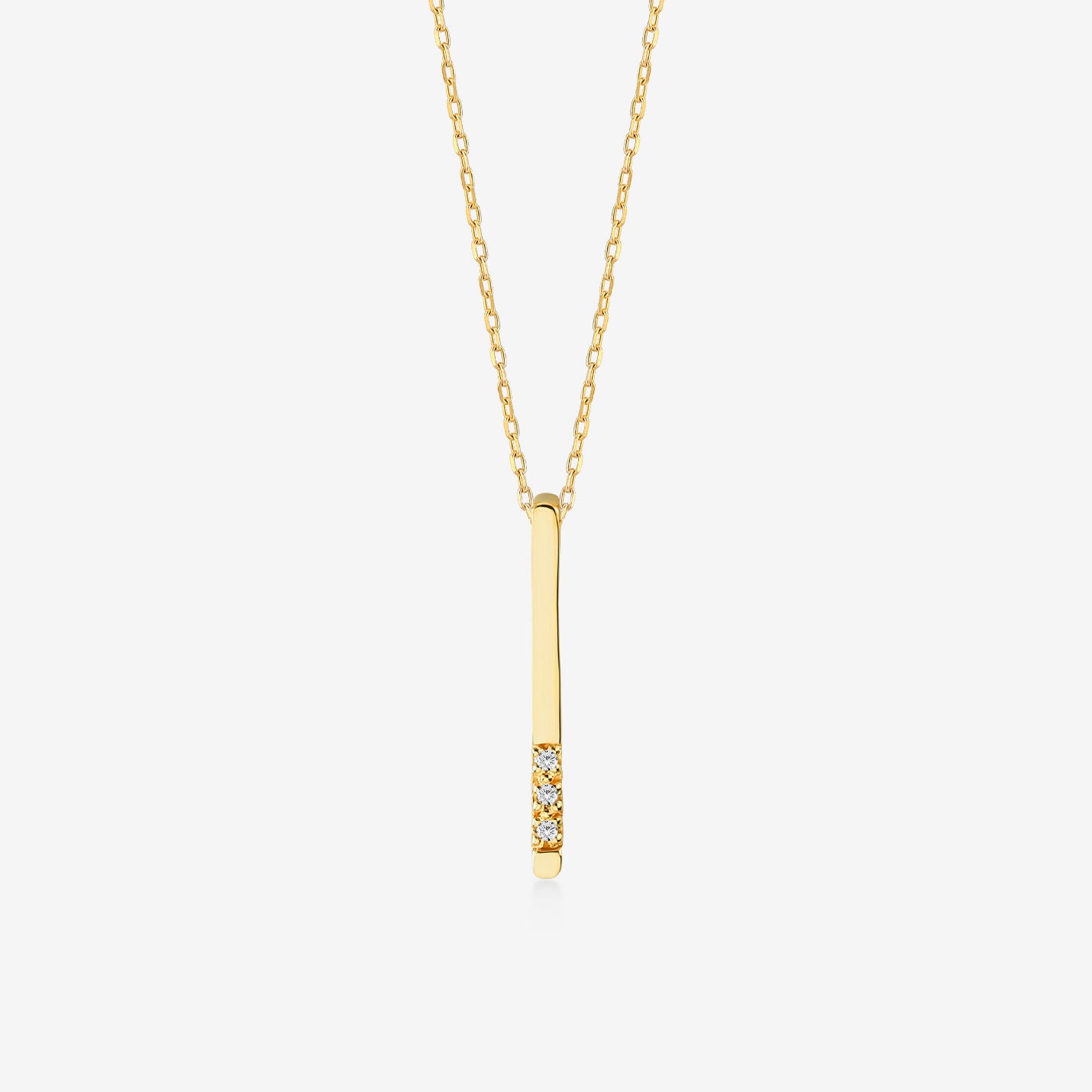 14k Gold Diamond Vertical Bar Necklace Real Diamond Bar - Etsy