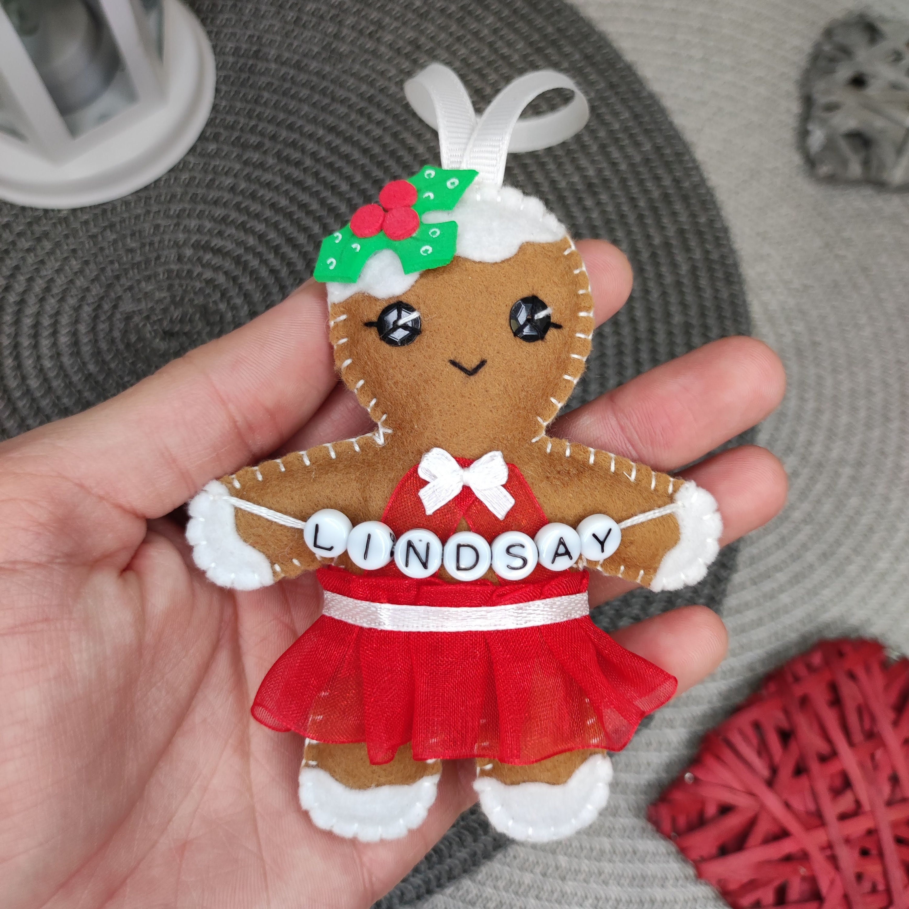 Felt Gingerbread Man Personalised Christmas Ornaments Name - Etsy