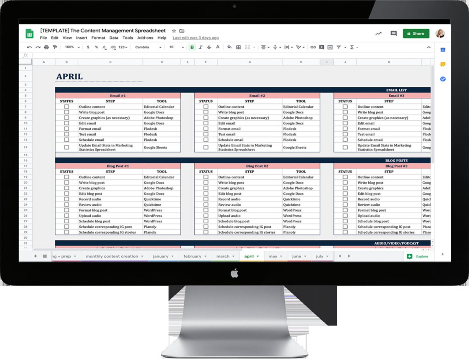 Content Management Spreadsheet Business Spreadsheet | Etsy