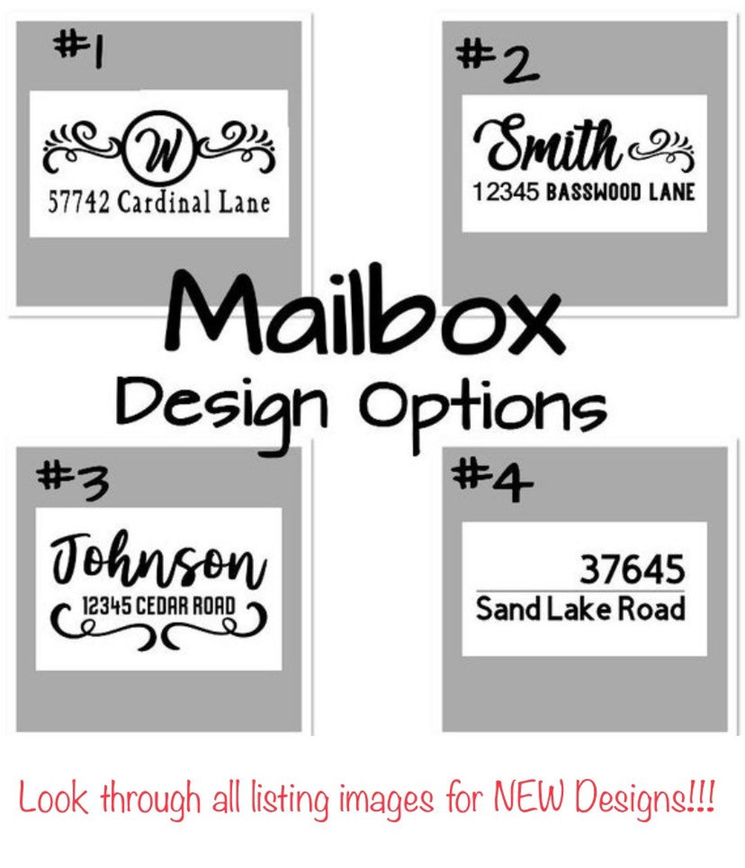 10”-12” Mailbox Decals - Customized Name Stickers Decals - Choose Color ...
