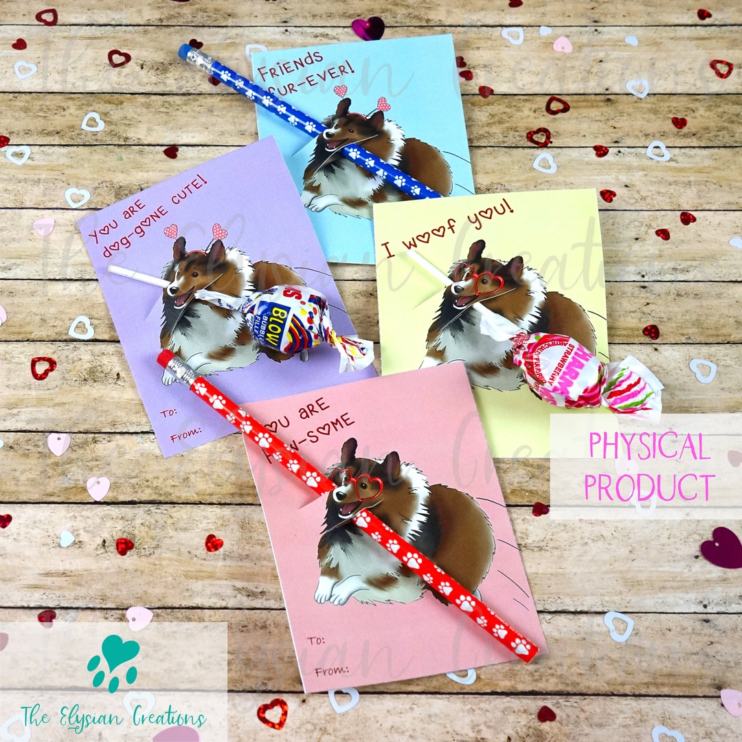 Sheltie Kids Valentines, Rough Collie Valentines, Dog Valentine, Class ...