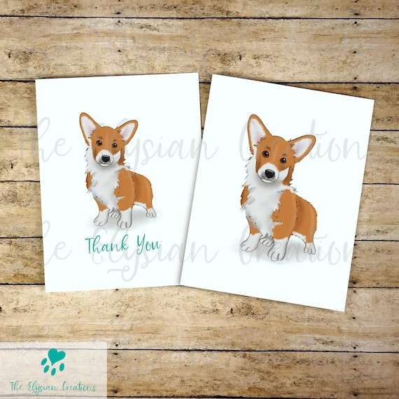 8 Funny Corgi Note Card Set Thank You Card Set Blank Card - Etsy