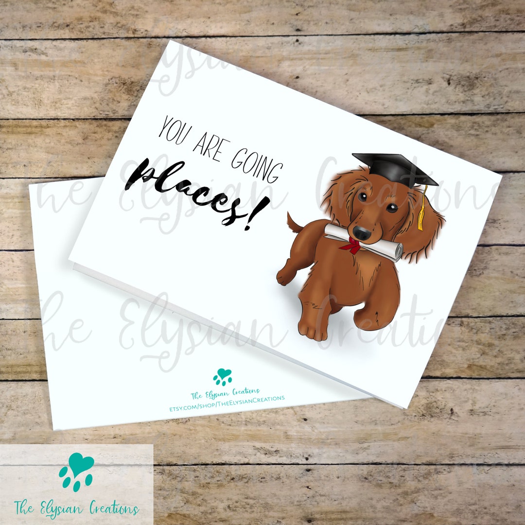 Brown Dachshund Graduation Card 5x7, Dog Grad Card, Wiener Dog, Sausage ...