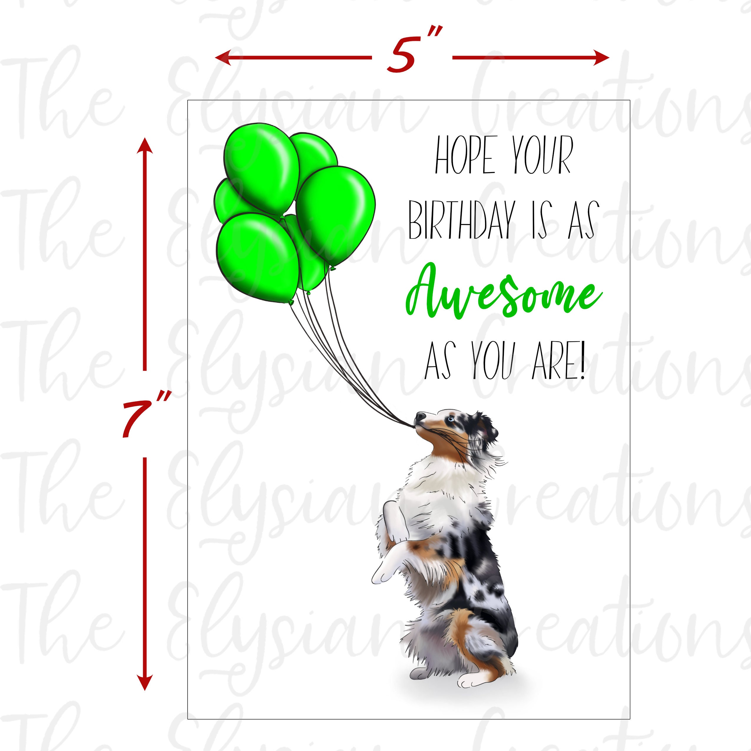 Custom Australian Shepherd Birthday Card, Blue Merle Aussie Dog, You ...