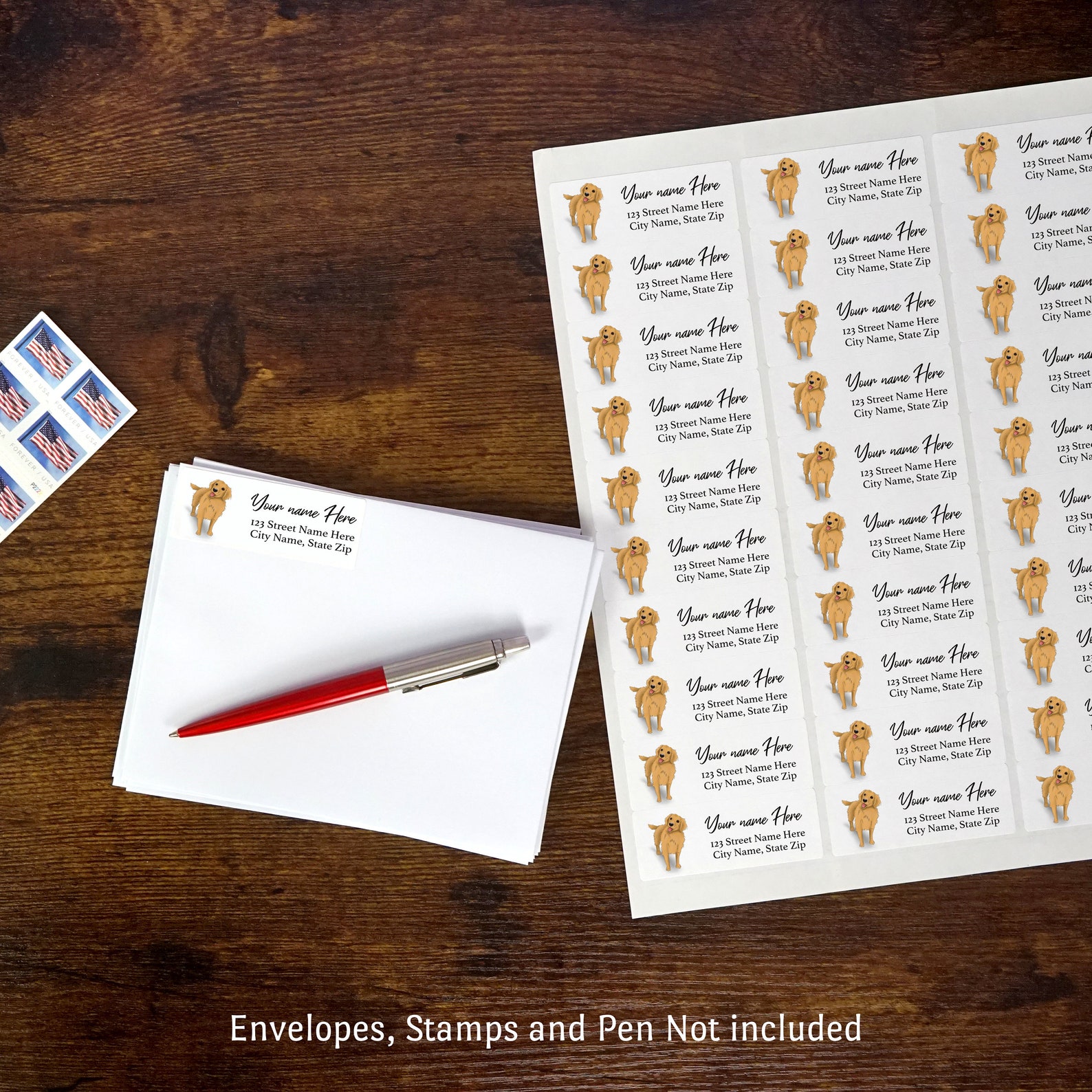 Custom Golden Retriever Return Address Labels, Christmas Dog Return ...