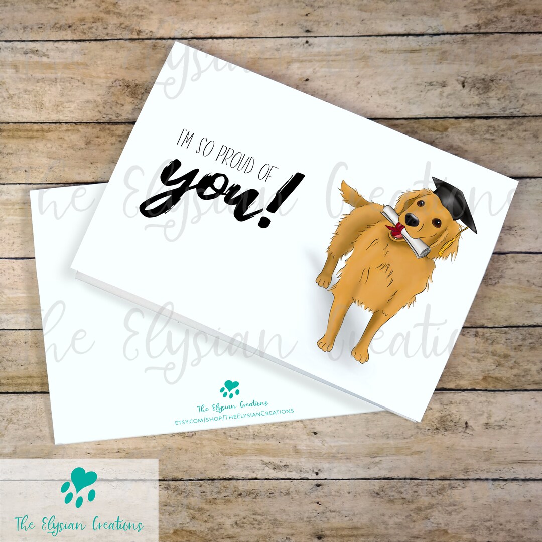 Funny Golden Retriever Graduation Card 5x7, Golden Puppy Graduation ...