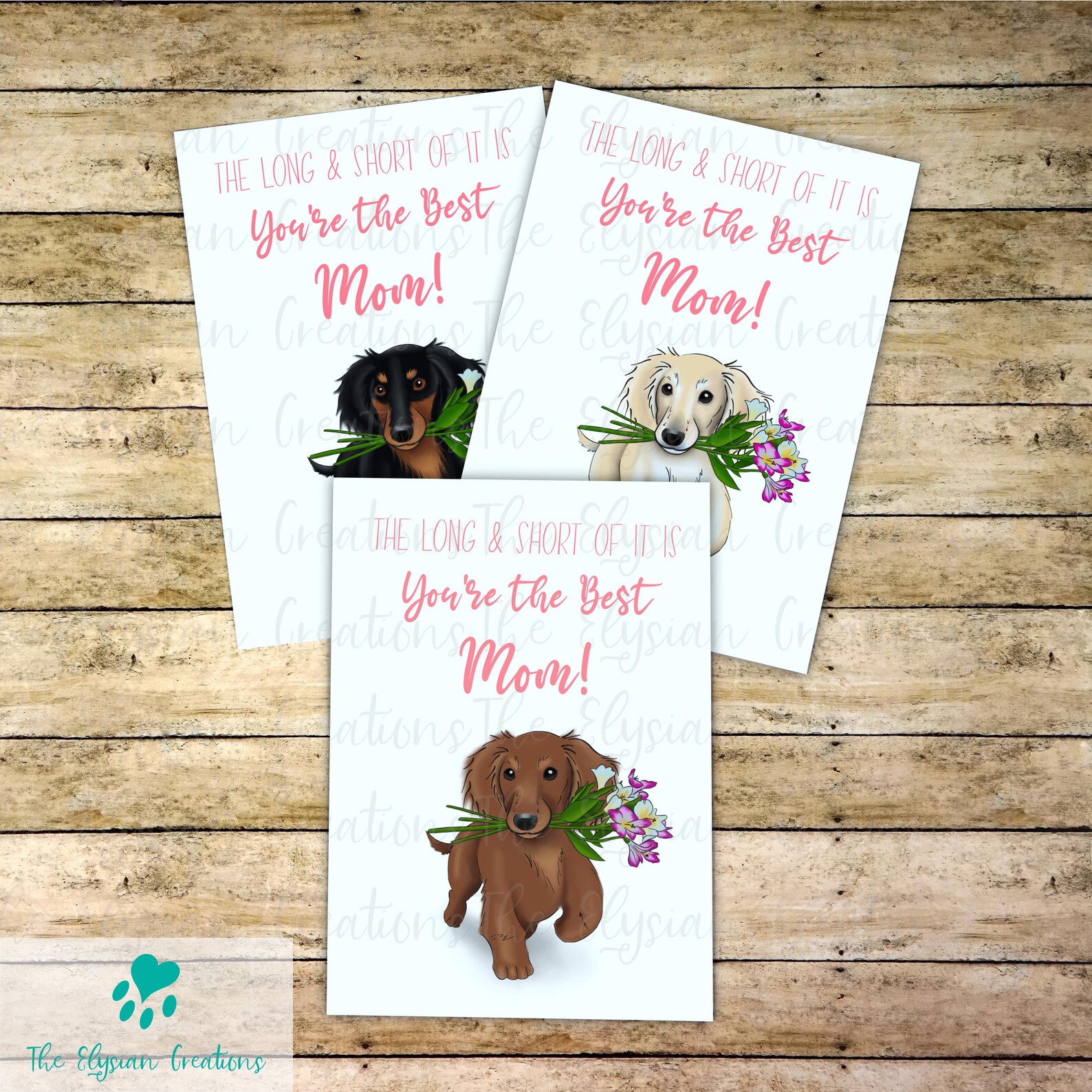 Longhair Dachshund Mother's Day Card, Dog Mother's Day Card, Funny ...