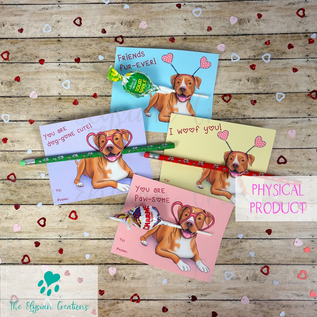 Pit Bull Kids Valentines, Dog Valentine, Class Room Valentines ...