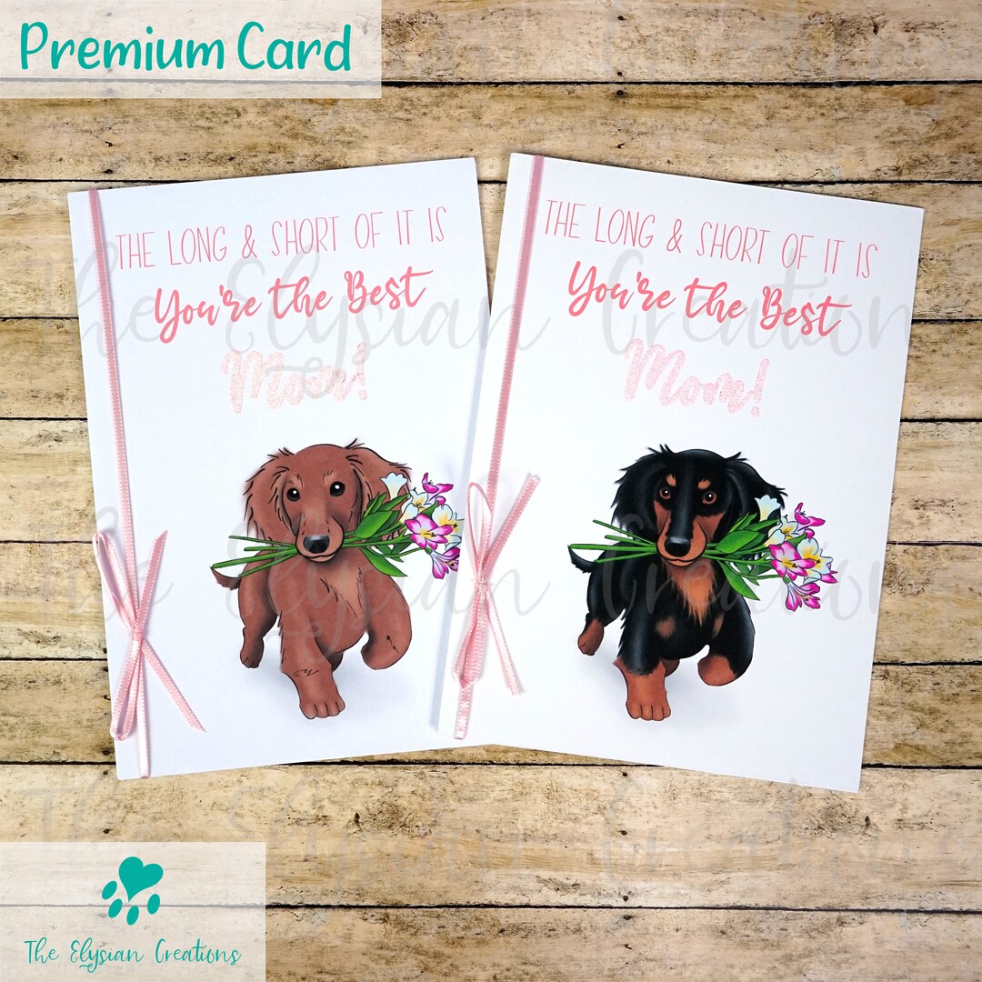 Longhair Dachshund Mother's Day Card, Dog Mother's Day Card, Funny ...
