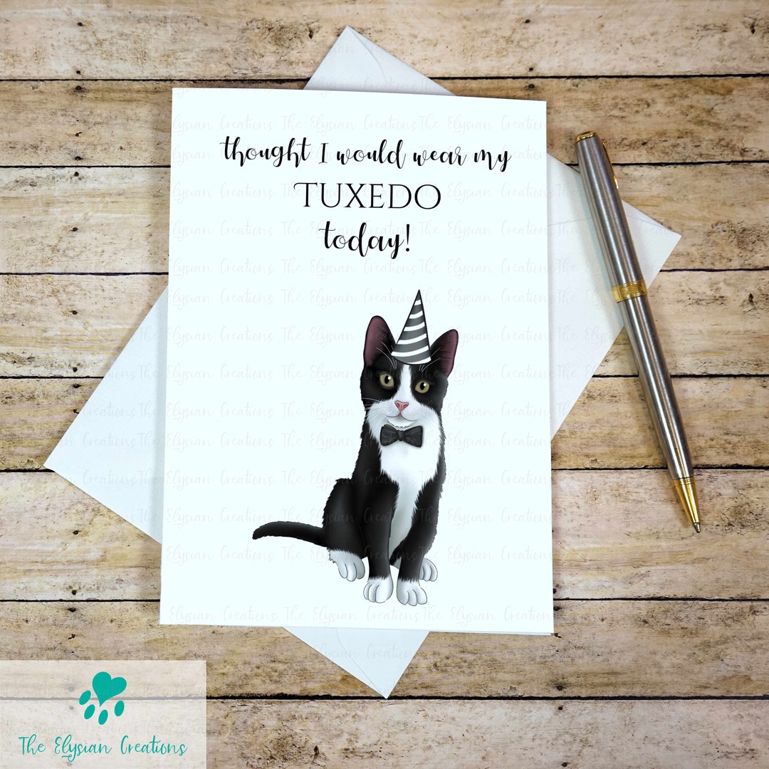 Custom Tuxedo Cat Birthday Card, Cat Lover Card, Personalized Card ...