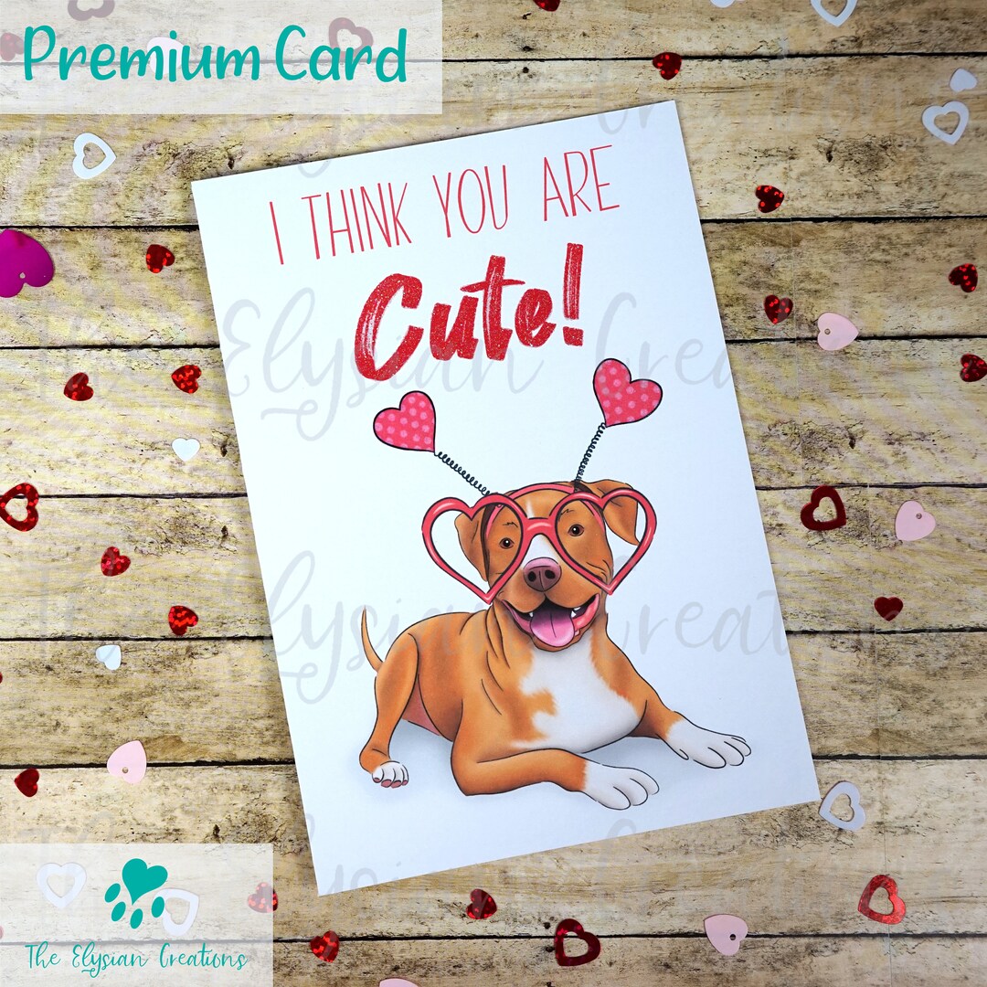 Red Pitbull Valentine's Day Card, Dog Valentine's Day Card, Funny Dog ...