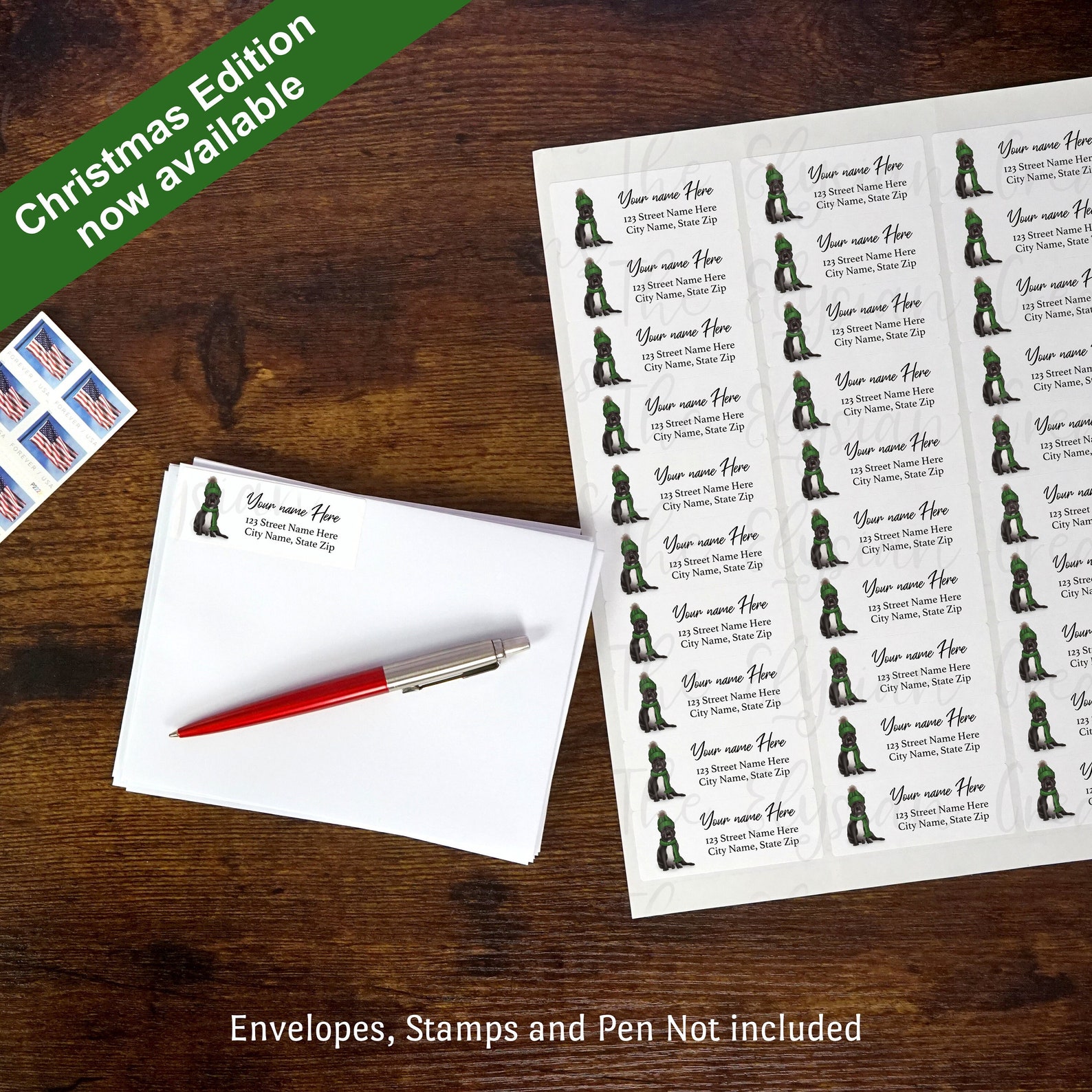 Custom French Bulldog Return Address Labels, Christmas Dog Return ...