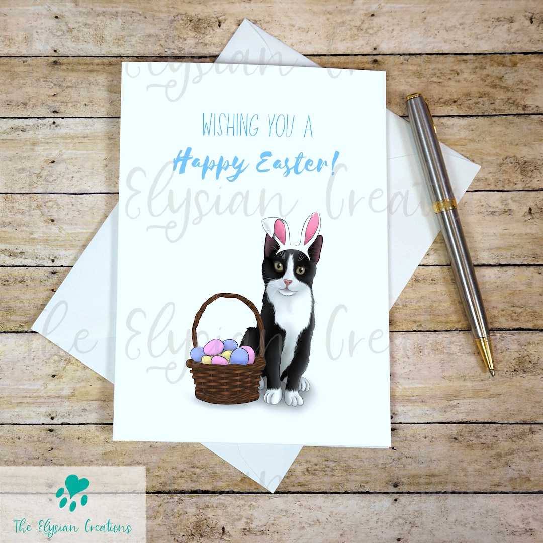 Happy Easter Card, Cat Easter Cards, Cute Cat Easter Card, Religious ...