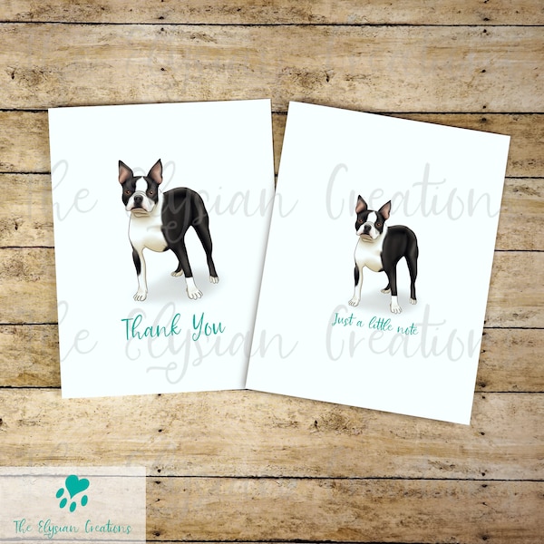 Boston Terrier Thank You Card - Etsy