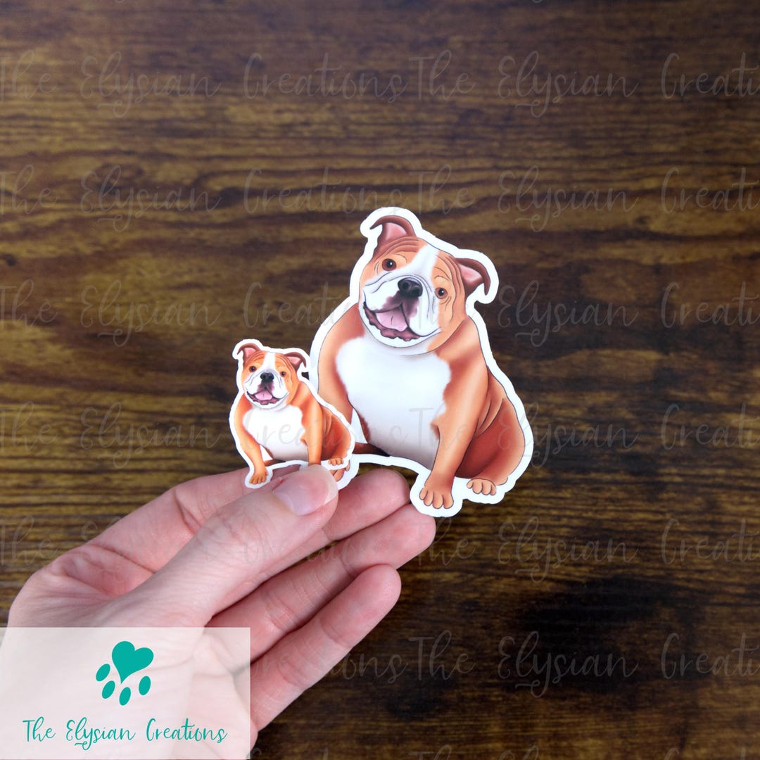 English Bulldog Sticker, Water Proof Sticker, Dog Sticker, Water Bottle ...