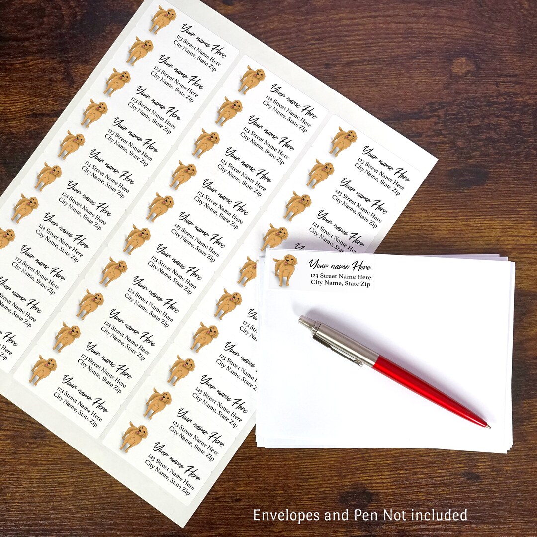 Custom Golden Retriever Return Address Labels, Christmas Dog Return ...
