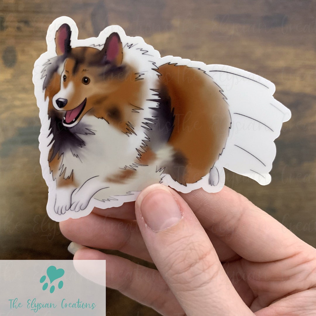 Sheltie Sticker, Water Proof Sticker, Dog Sticker, Cute Water Bottle ...