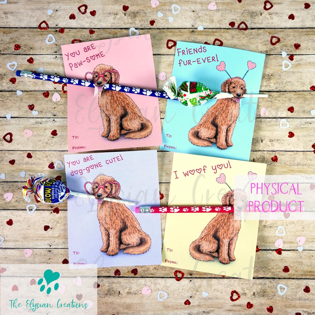 Golden Doodle Kids Valentines, Dog Valentine, Class Room Valentines ...