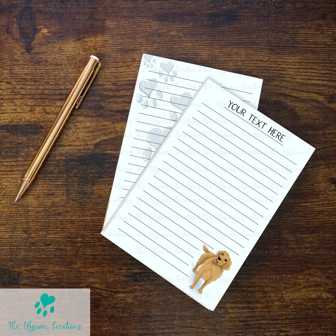 Fully Custom Golden Retriever Notepad, Lined Dog Notepad, Hand-made 50 ...