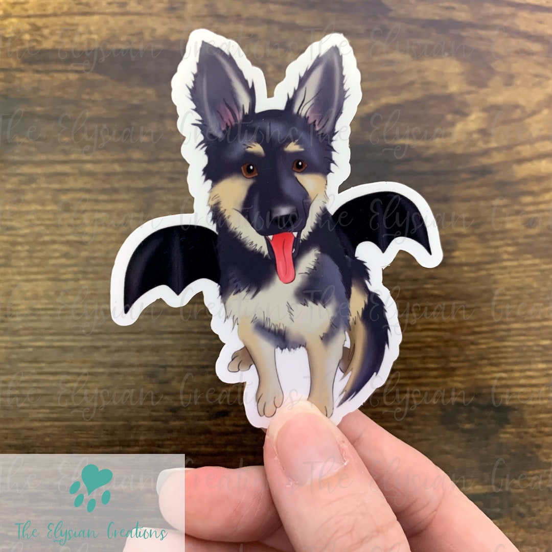 Vampire German Shepherd Puppy Sticker, Halloween Water Proof Sticker ...