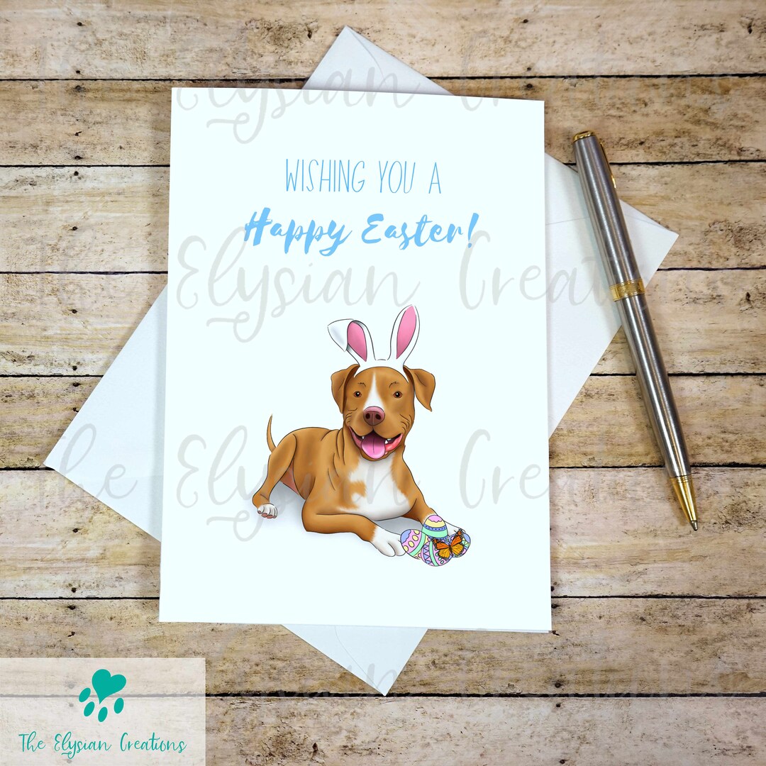 Happy Easter Card, Pit Bull Easter Card, Cute Dog Easter Card ...