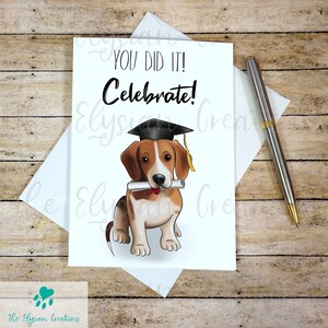 Beagle Graduation Card 5x7, Puppy Congratulations Card, College Grad ...