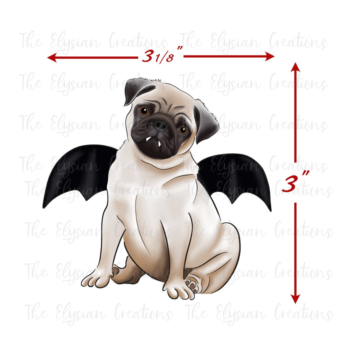 Vampire Pug Sticker, Water Proof Sticker, Halloween Dog Sticker, Water ...