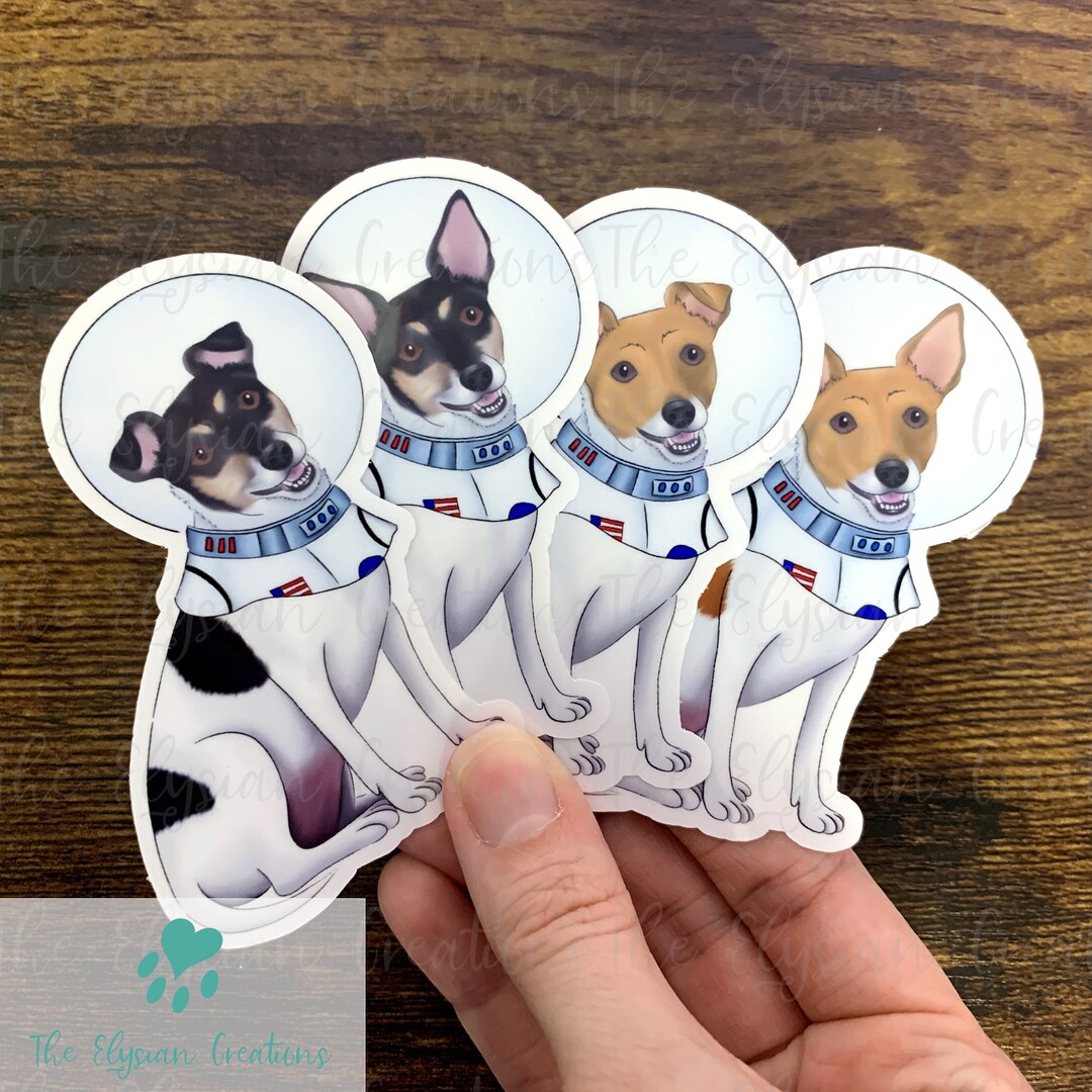 Astronaut Rat Terrier Sticker, Water Proof Sticker, Space Tricolor Rat ...
