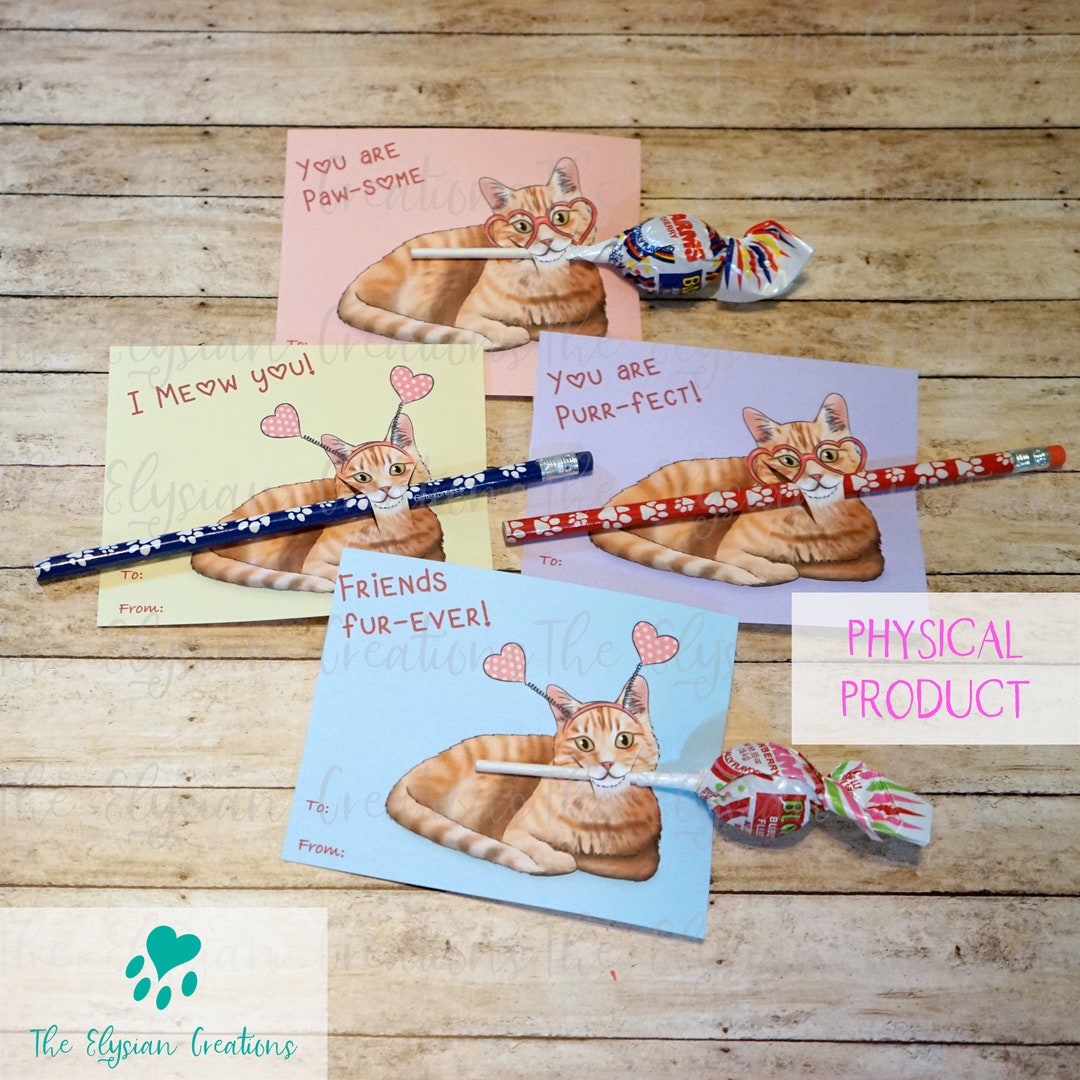 Orange Tabby Cat Kids Valentines, Cute Cat Valentine, Class Room ...
