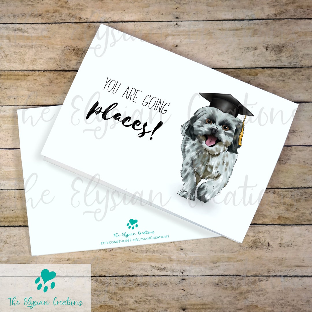 Personalized Shih Suz Graduation Card 5x7, Dog Grad Card, High School ...