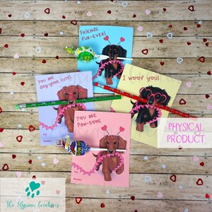 4 Dachshund Variety Kid's Valentines, Dog Valentines, Class Room ...