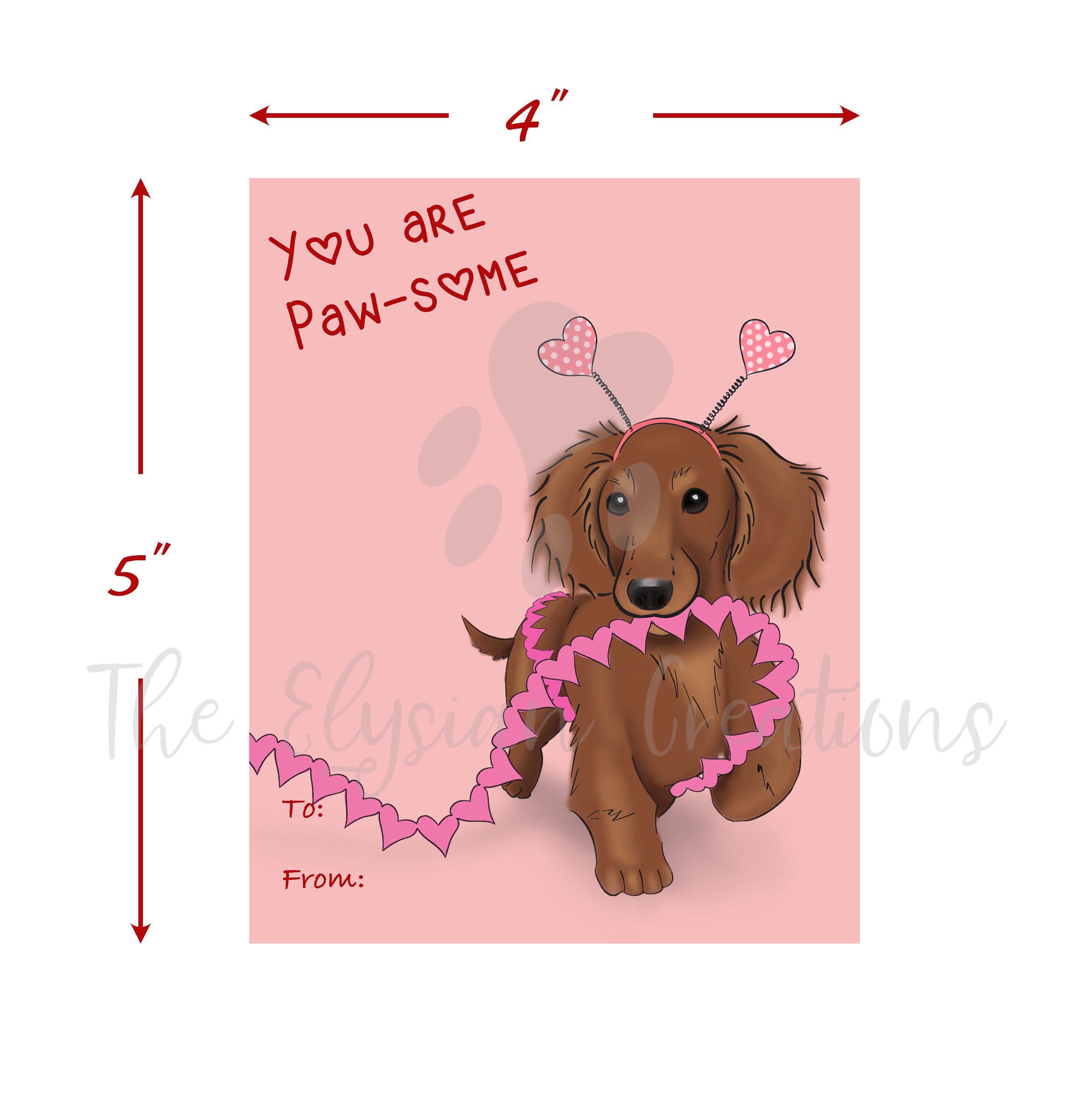 Dachshund Kids Valentines Printable Download Dog Valentine - Etsy