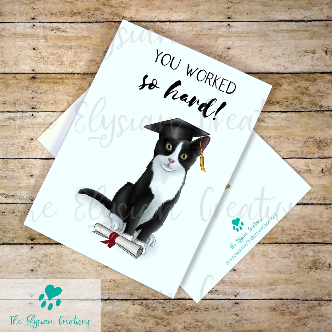 Personalized Cat Graduation Card 5x7, Kitten Congratulations Card ...