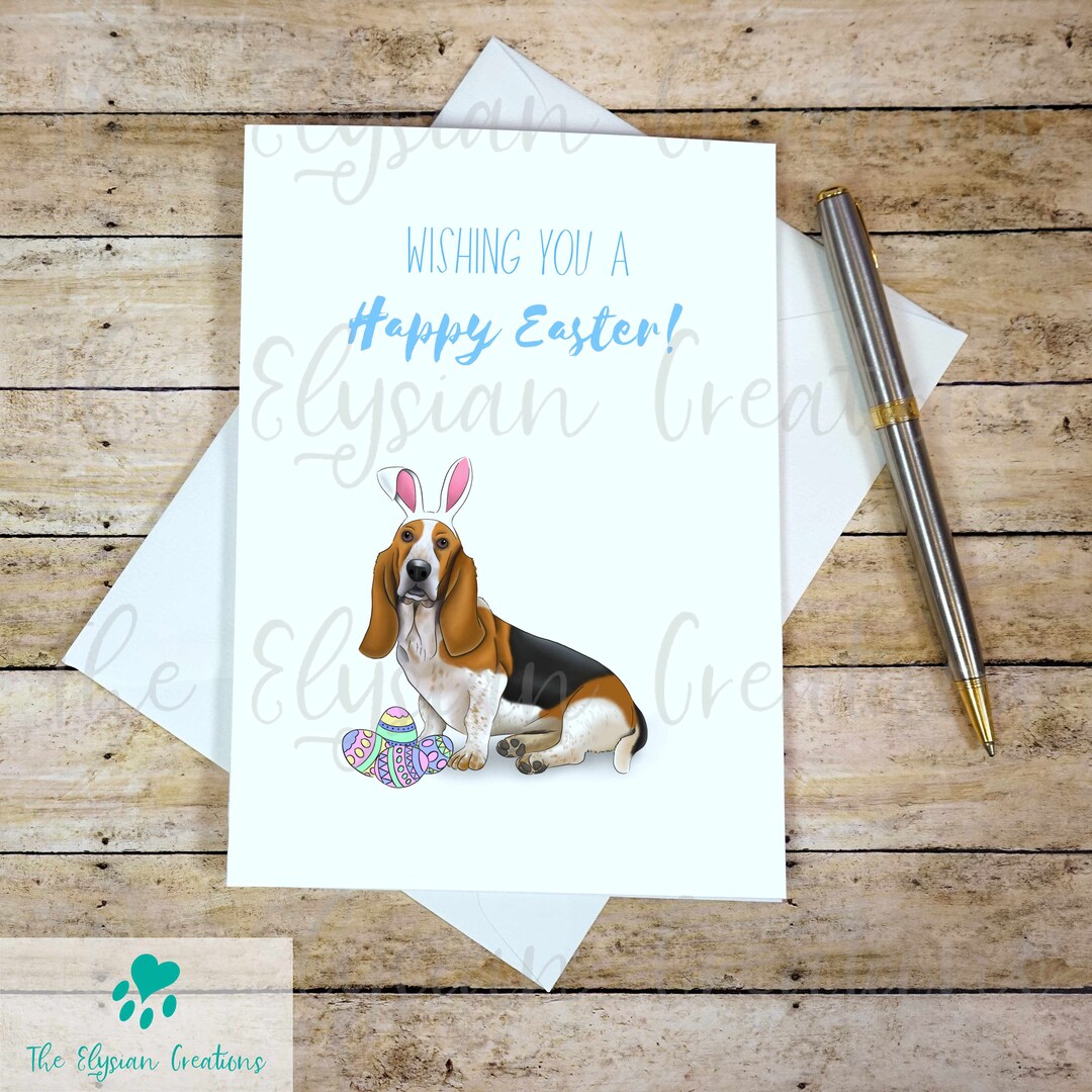 Happy Easter Card, Basset Hound Easter Card, Dog Easter Card, Religious ...