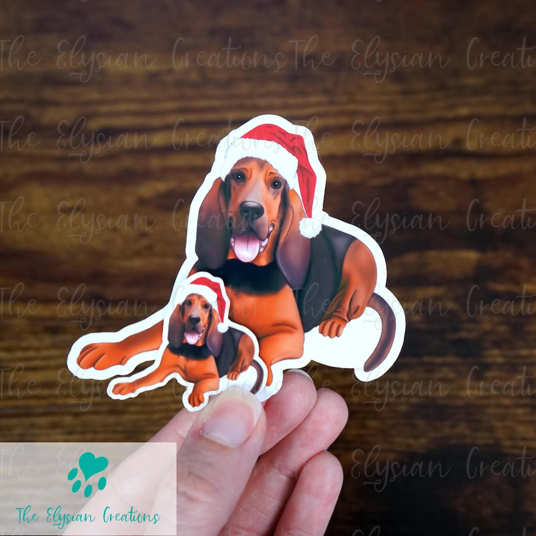 Bloodhound Christmas Sticker, Water Proof Sticker, Dog Sticker, Cute ...