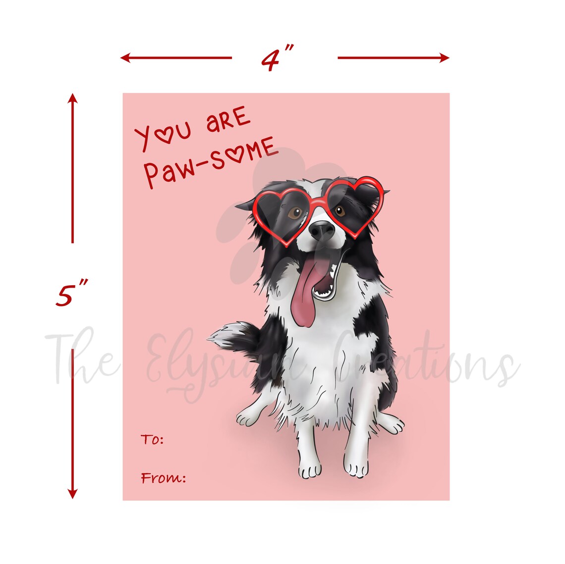 Border Collie Kids Valentines Printable Valentine Dog - Etsy