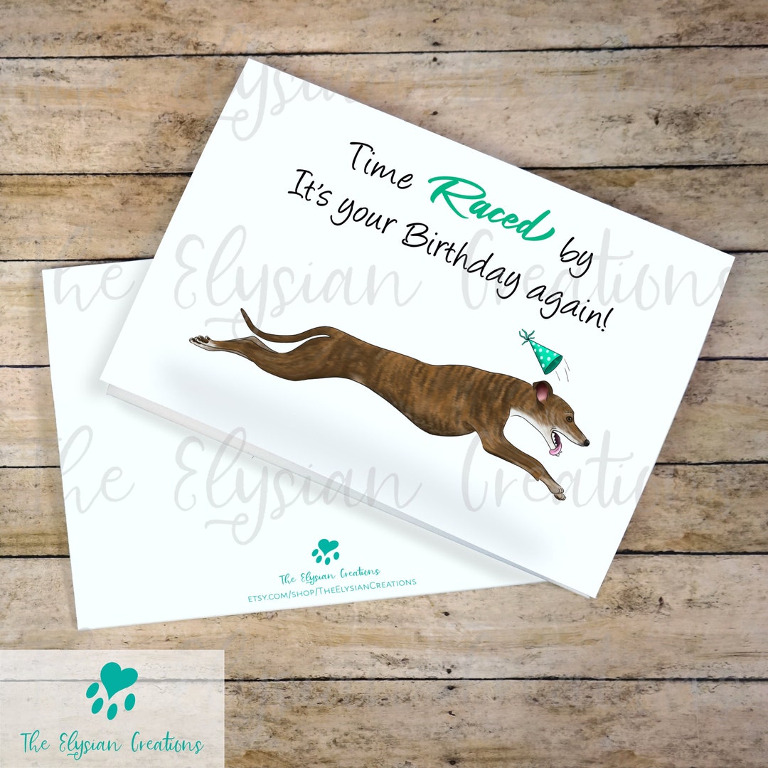 Custom Greyhound Birthday Card, Brindle Greyhound Runny, Dog Lover Card ...