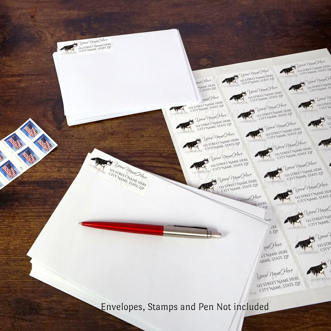 Custom Siberian Husky Return Address Labels, Christmas Return Address ...