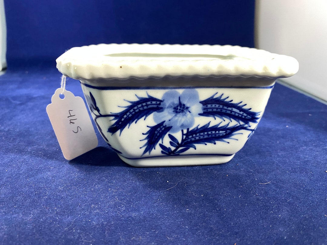 Blue White Small Stone Cache Pot - Etsy