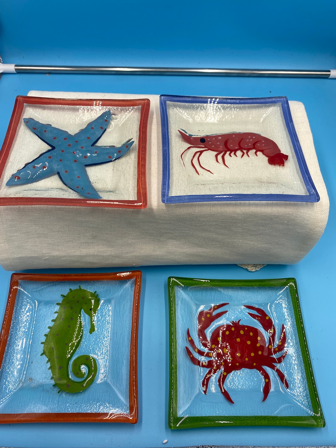Fused Glass Sea Life Plates Salad Sized Plate sold Individually 4 ...