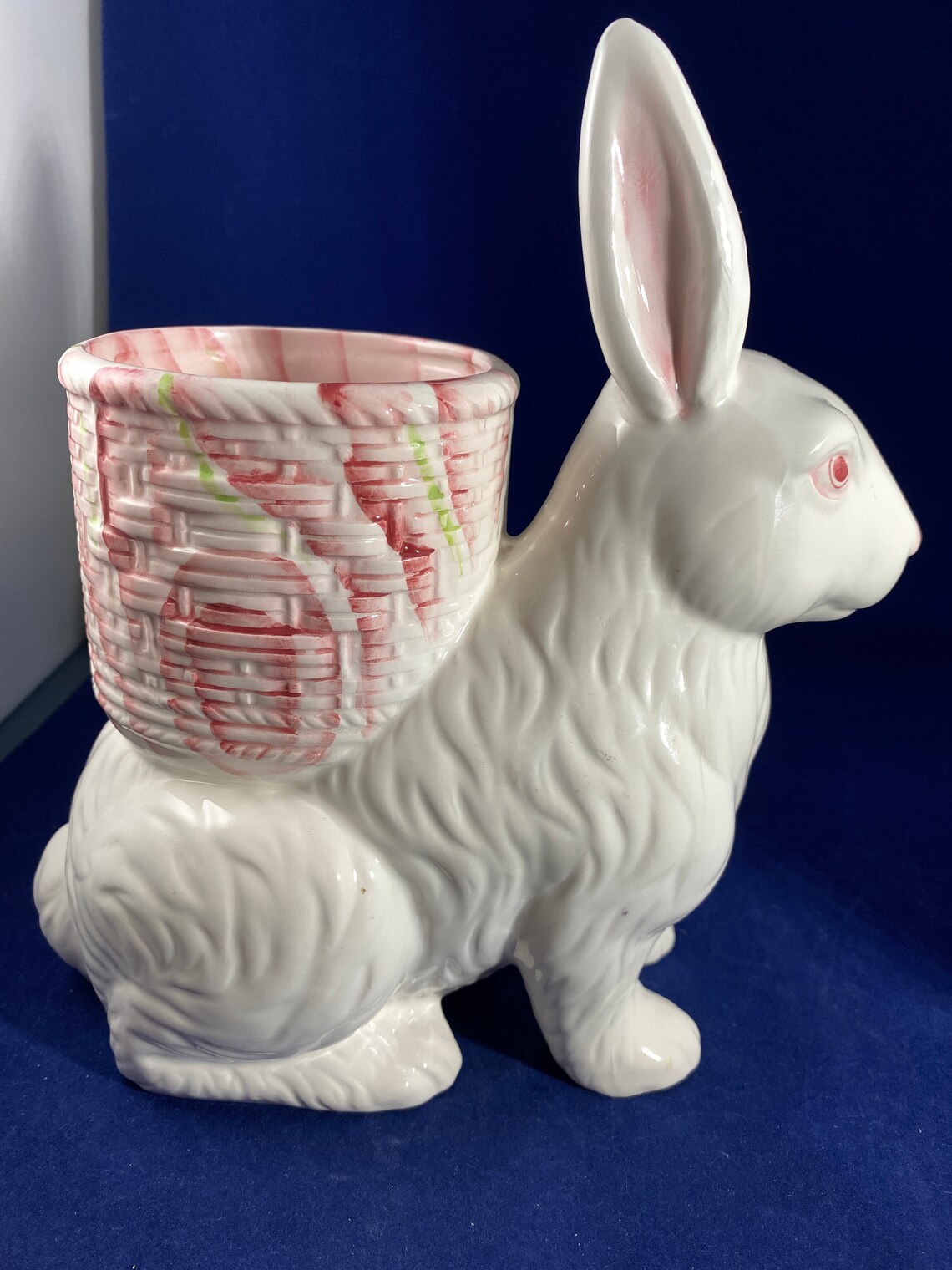 Rabbit Planter with Pink Basket Haldon Group | Etsy