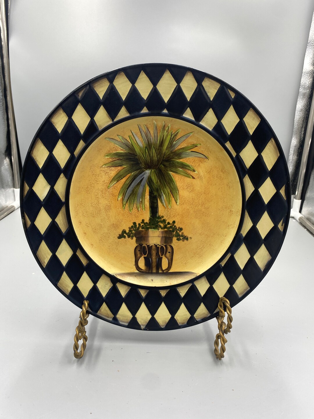 Home Interiors Heavy Palm Tree Plate With Patterned Edges - Etsy