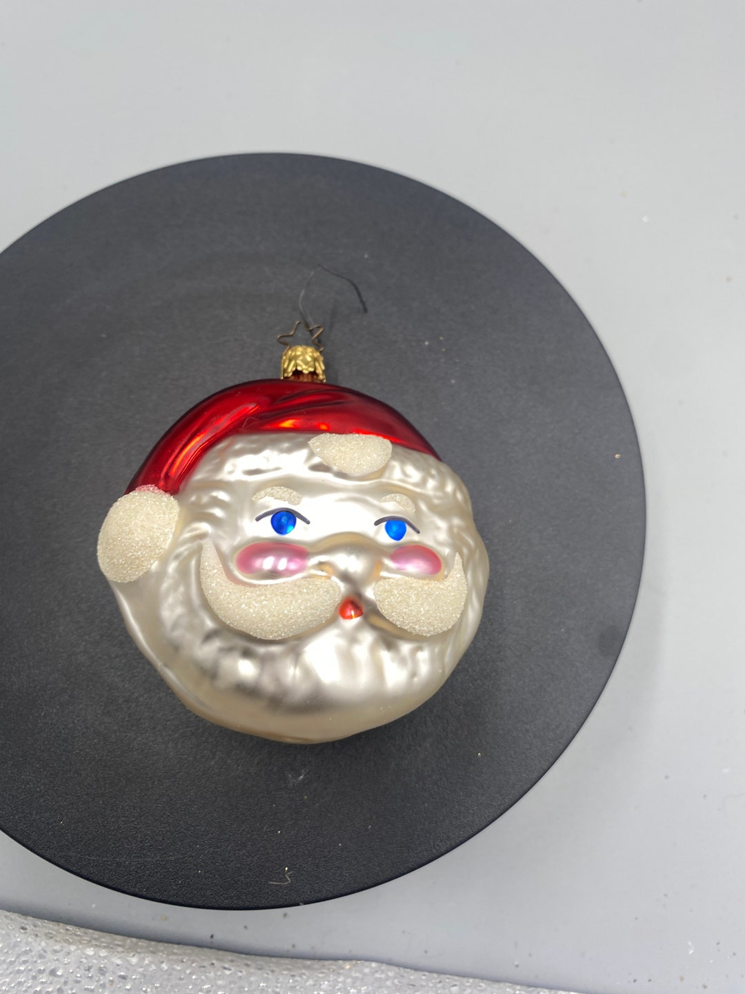 Vintage Glass Round Santa Face Ornament - Etsy