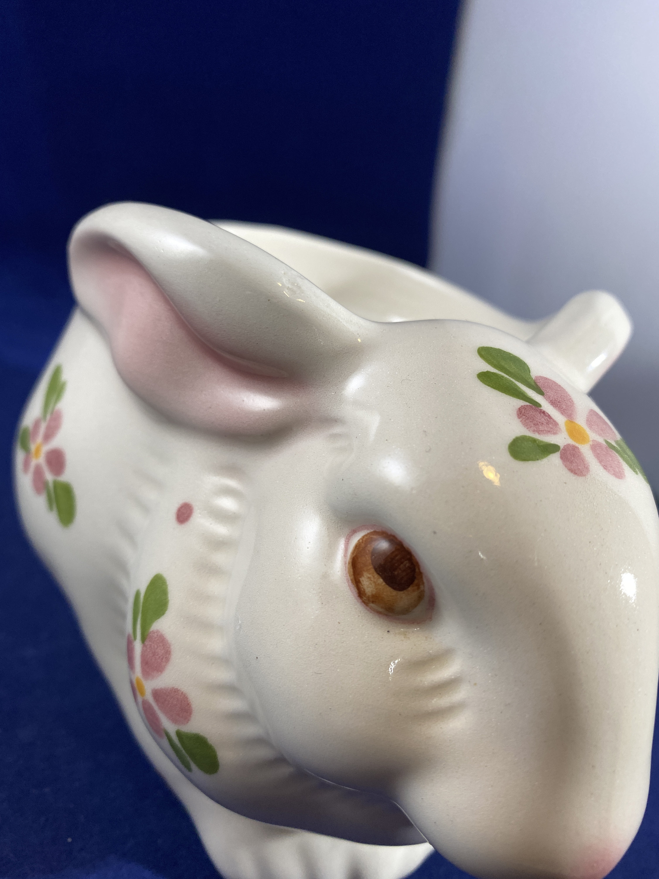 Avon Rabbit Planter/Candle Holder White with Pink Flowers | Etsy