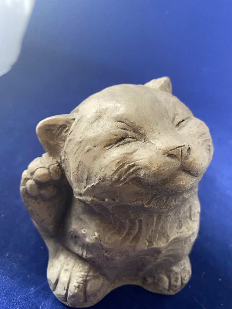 Gray Clay Cat Statue - Etsy