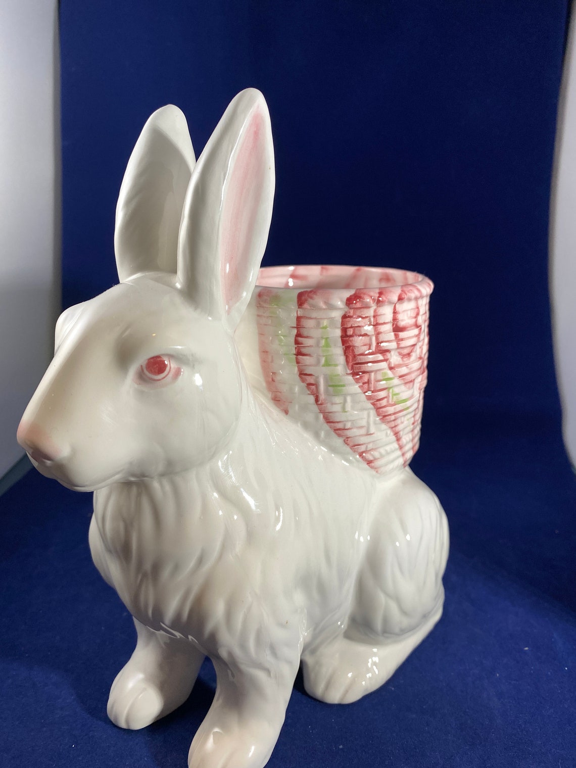 Rabbit Planter with Pink Basket Haldon Group | Etsy